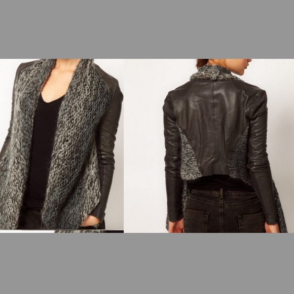 Muubaa | Jackets & Coats | Nwt Muubaa Galatti Gray Leather Knitted ...